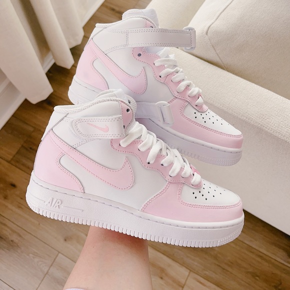 Nike | Shoes | Custom Nike Air Force Mid Light Pink | Poshmark